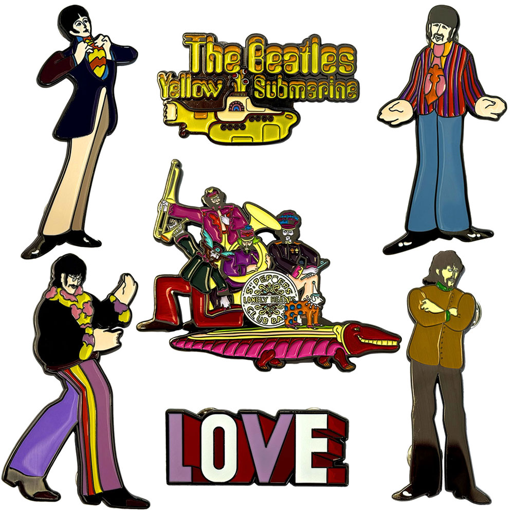 Beatles Pin & Badge Set: The Beatles Yellow Submarine Band Mini ...